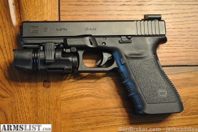 ARMSLIST - For Sale: Glock 21 w/red dot sight and Blackhawk led light
